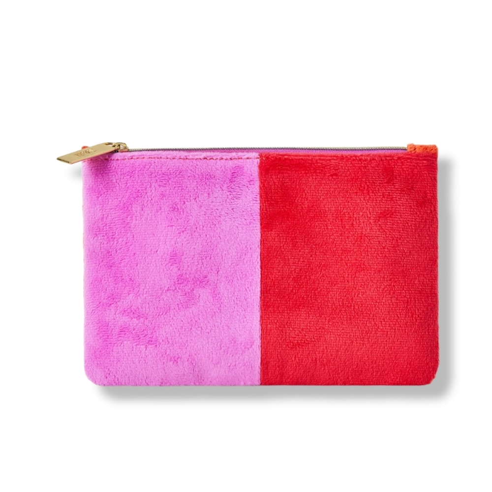 Ipsy New Pink & Red Velvet Make Up Cosmetics Bag - Gem